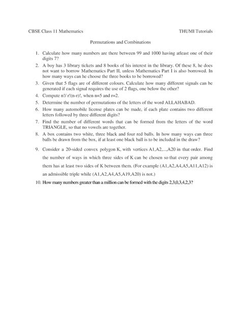 Cbse Class 11 Maths Chapter 6 Test Cbse Class 11 Mathematics Thumi