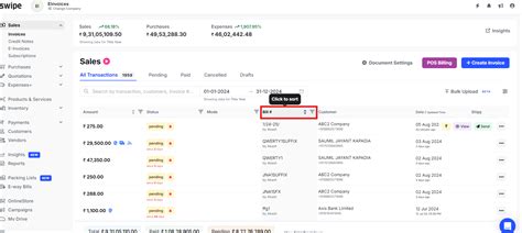 How To Sort The Invoices According To The Invoice Number General Swipe
