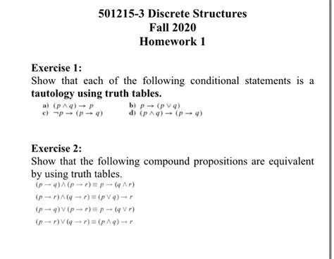 Solved Discrete Structures Fall Homework Chegg