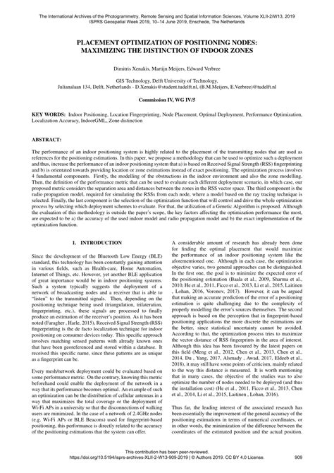 Pdf Placement Optimization Of Positioning Nodes Maximizing The Distinction Of Indoor Zones