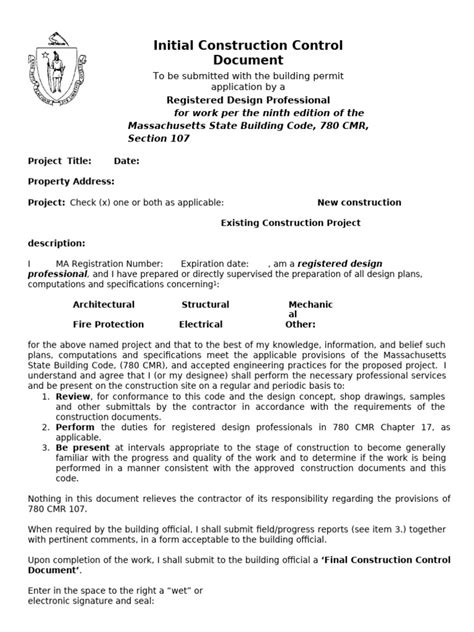Initial Construction Control Pdf Specification Technical Standard