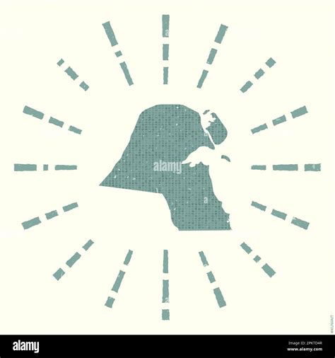 Kuwait Logo Grunge Sunburst Poster With Map Of The Country Shape Of Kuwait Filled With Hex