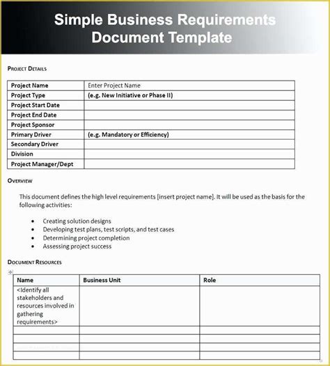 Report Requirements Gathering Template