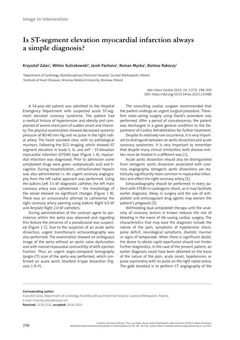Pdf Is St Segment Elevation Myocardial Infarction Always A Simple Diagnosis