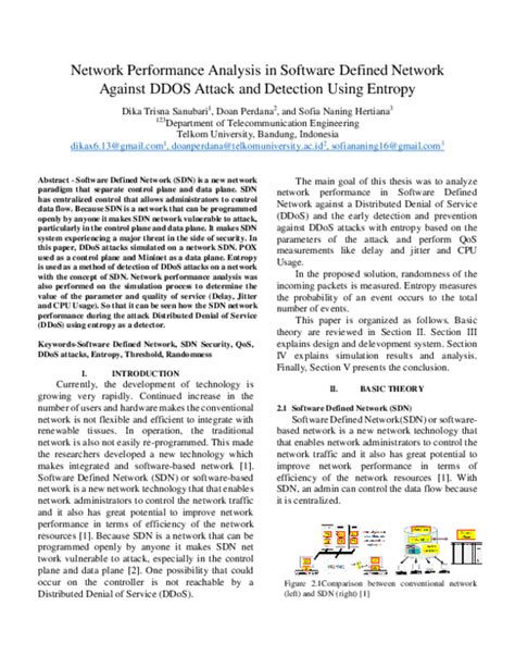 pdf network performance analysis in software defined network against