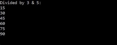Print Numbers Between 1 And 100 Which Divisible By 3 Or 5 In C