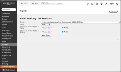 Report On Links Inside Email Designer Emails ChamberMaster