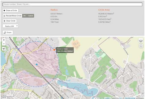 how to draw a radius on a map calculate radius on a map