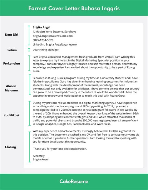 Contoh Surat Cover Letter Bahasa Melayu Simple