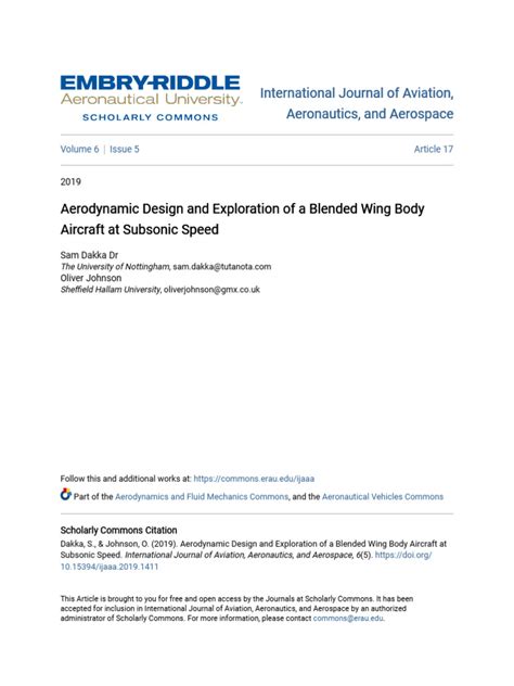 Aerodynamic Design And Exploration Of A Blended Wing Body Aircraft Pdf Airfoil Aircraft