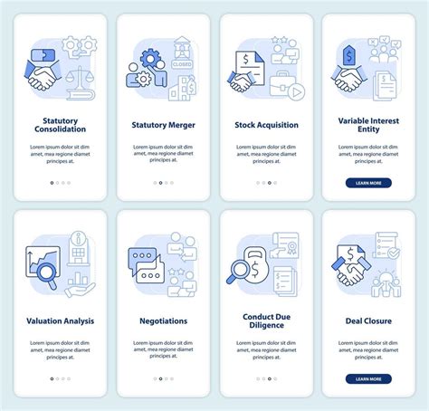 Consolidation Strategies Light Blue Onboarding Mobile App Screen Set Walkthrough 4 Steps