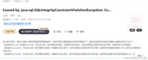 Sqlintegrityconstraintviolationexception Cannot Delete Or Update A