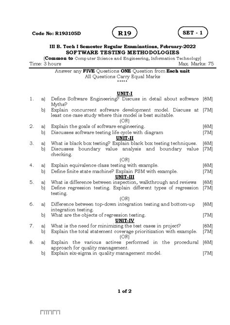 Software Testing Methodologies Feb 2022 Iii B Tech I Semester Regular