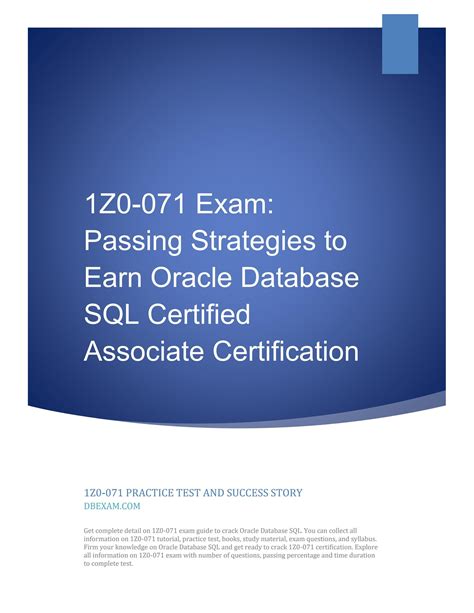 1z0 071 Exam Passing Strategies To Earn Oracle Database Sql Certified Associate Certification