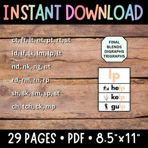 Final Blends And Digraphs Anchor Charts Ending Blend Digraph Phonics