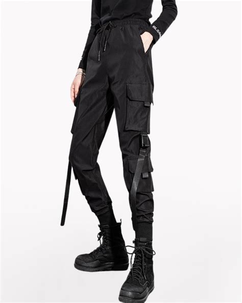 Techwear Women Black Slim Cargo Pants Techwear Official