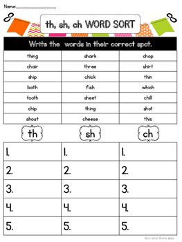 Th Ch Sh Word Sort FREEBIE By Liv Love Teach TpT