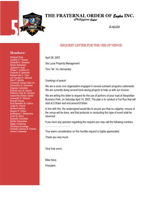 Request For Venue Pdf