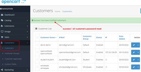 Opencart Reset All Customer Password