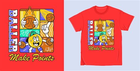 Premium Vector Cartoon Basketball Sport Theme T Shirt Design For Print