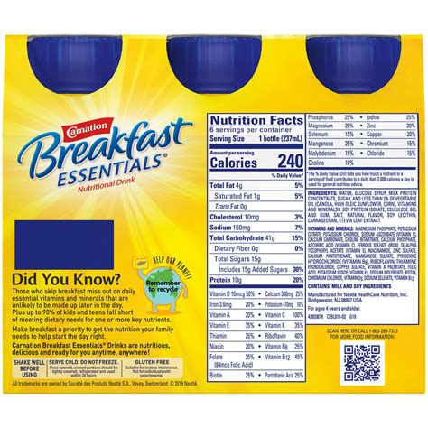 Carnation Breakfast Nutrition Label At Carole Alden Blog