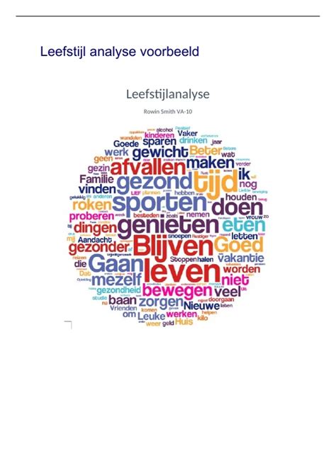 Leefstijl Analyse Voorbeeld Lifestyle Coach Stuvia Us