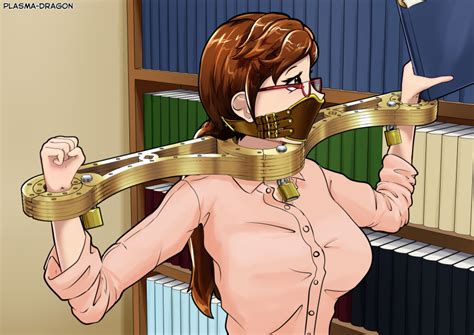 Rule 34 1girls Blouse Bondage Book Books Bookshelf Bound Brown Hair Female Female Only Femsub