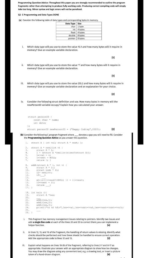 Solved Programming And Data Types Done A Consider The