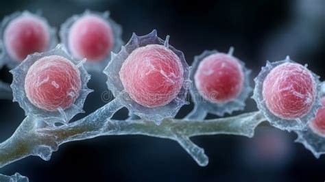 Microscopic Image Showing Budding Yeast Cells Stock Illustration