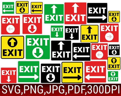 Exit Sign SVG Bundle Door Sign Emergency Poster SVG Business Entrance Exit Signage Warning