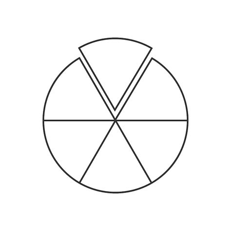 Круг разделен на 6 частей Форма пирога или пиццы разрезанная на шесть равных частей в стиле