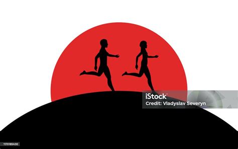 남자와 여자는 언덕에 누워 일몰 실루엣 아트 이미지 흰색 배경에 고립 된 벡터 그림 건강한 생활방식에 대한 스톡 벡터 아트 및 기타 이미지 건강한 생활방식 검은색