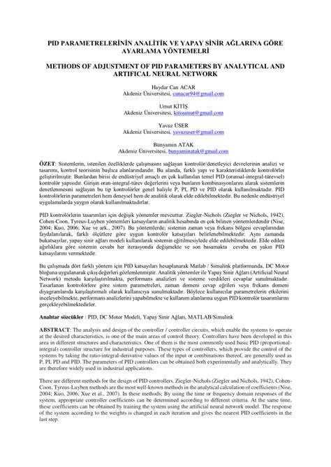 Pdf Methods Of Adjustment Of Pid Parameters By Analytical And