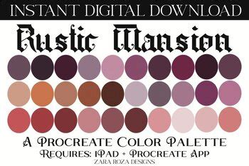 Rustic Mansion Procreate Color Palette Swatches By Zara Roza