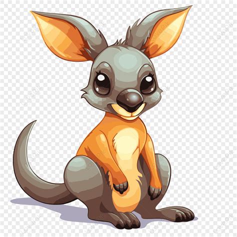 캥거루 클립 아트 꼬리 만화와 함께 흰색에 앉아있는 귀여운 캥거루의 이미지 벡터 Png 일러스트 무료 다운로드 Lovepik