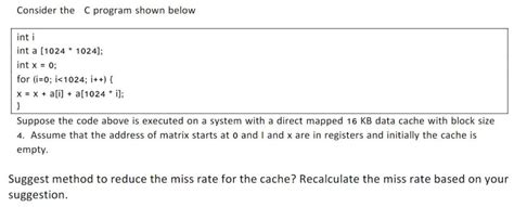Solved Consider The C Program Shown Below Int I Int A 1024