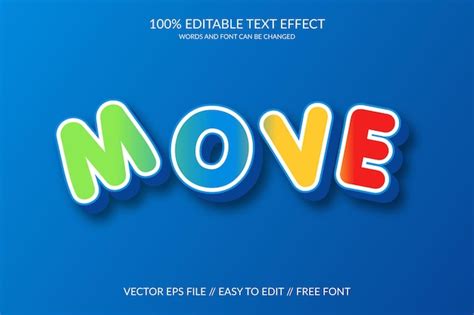 premium vector move 3d vector fully editable text effect