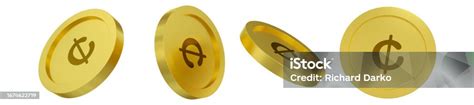 3d Rendering Of Ghanaian Cedi Coin Concept In Different Angles Cedi Sign Design Isolated On