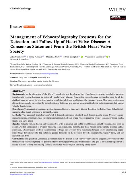 Pdf Management Of Echocardiography Requests For The Detection And Follow‐up Of Heart Valve