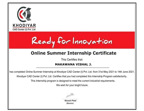 Vishal Makawana On Linkedin Completed Online Summer Internship On “cadcam Design Skills