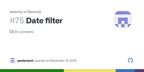 Date Filter · Issue 75 · Serenity Isserenity · Github