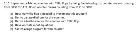 Solved Implement A Bit Up Counter With T Flip Flops Chegg Com