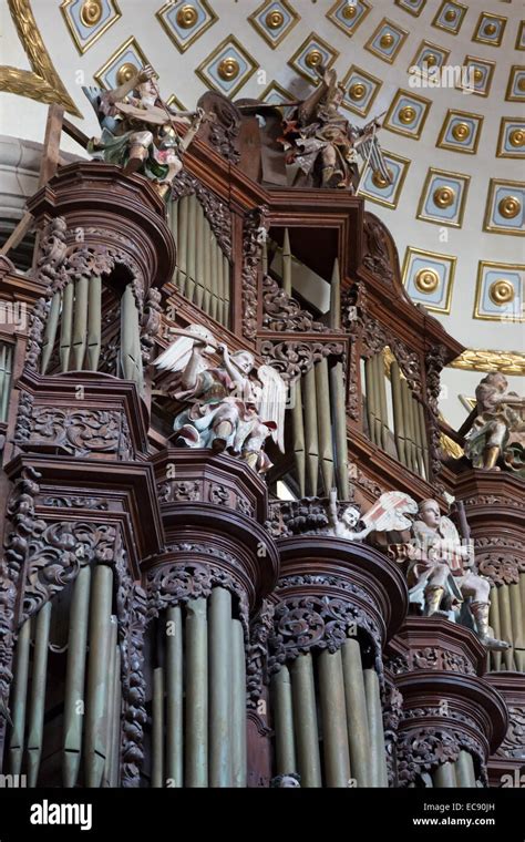 Ornate Pipe Organ In The Cathedral Of Puebla A 16th Century Roman