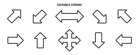 Set Arrow Icon Collection Different Arrows Sign Of The Right Left Up Down Direction Black