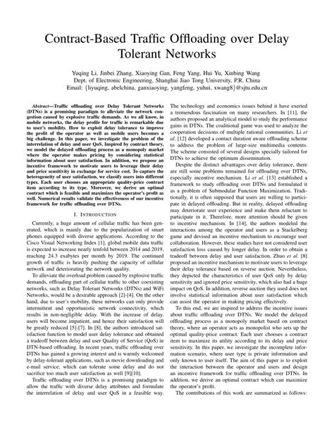 Pdf Contract Based Traffic Offloading Over Delay Tolerant Networks