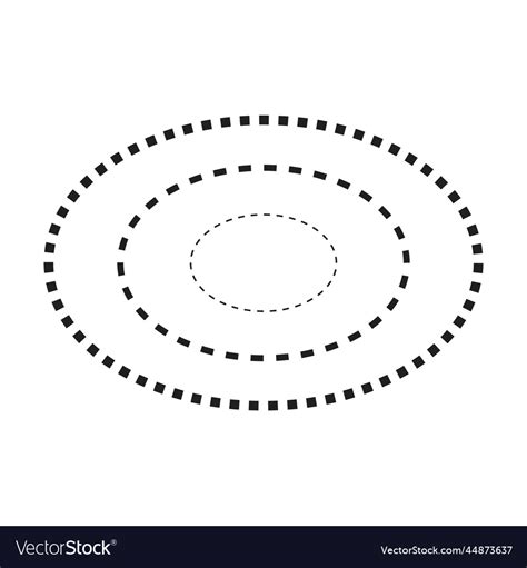 Tracing Ellipse Shape Symbol Dashed And Dotted Vector Image