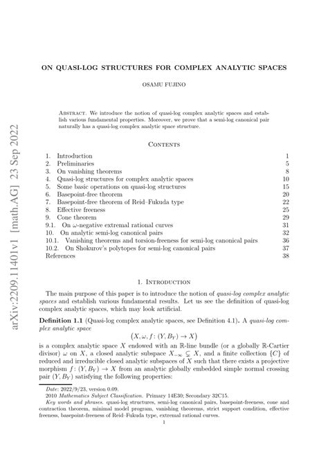 Pdf On Quasi Log Structures For Complex Analytic Spaces
