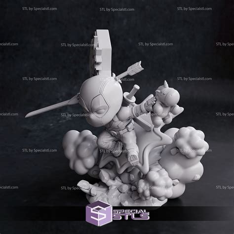 Chibi Deadpool Stl Files Action Pose Specialstl
