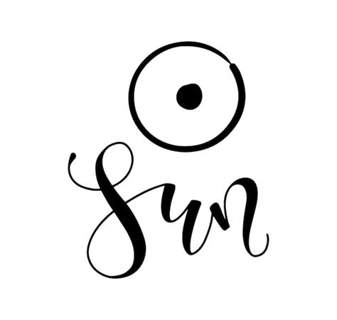태양 점성술 기호와 손으로 그린 글자 프리미엄 벡터