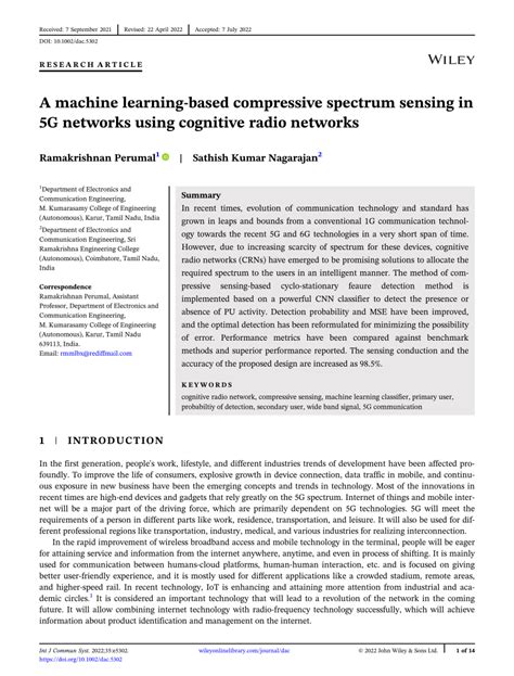 A Machine Learning‐based Compressive Spectrum Sensing In 5g Networks